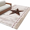 Area Rug 48×72in, Vintage Texas Star on Grey Wood Grain Floor Carpet ...