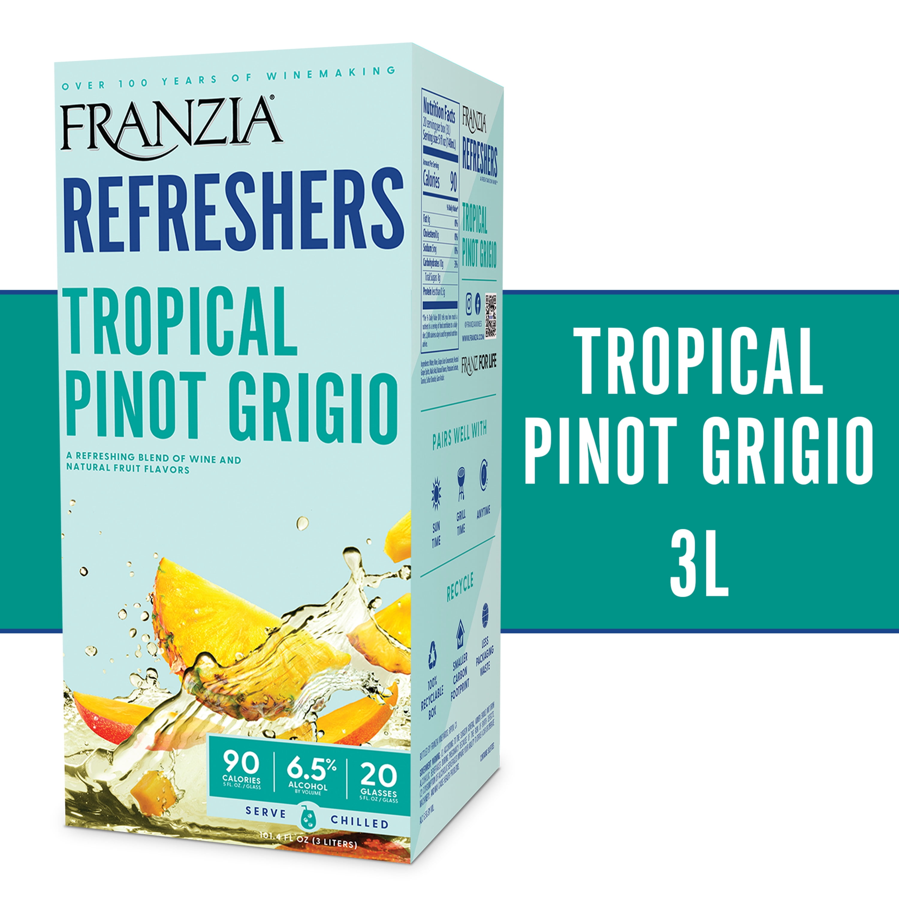 Franzia Refreshers Tropical Pinot Grigio – 3L NV – Walmart Inventory ...