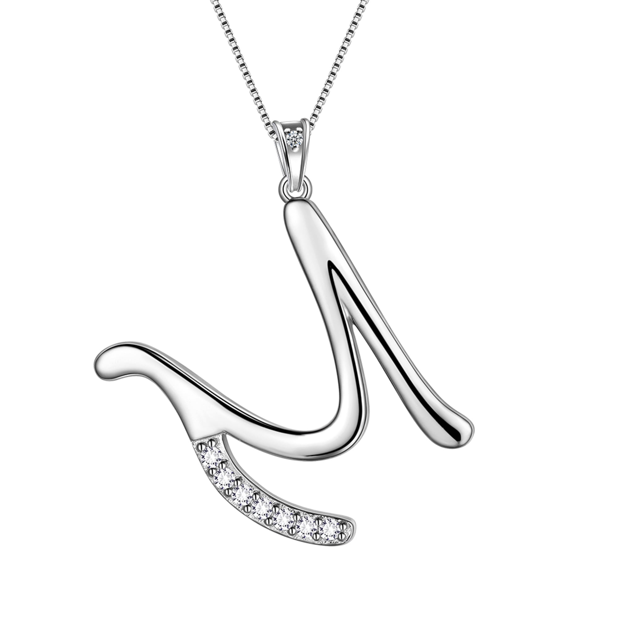 Beautlace Initial Letter M Necklace - 925 Sterling Silver Personalized ...