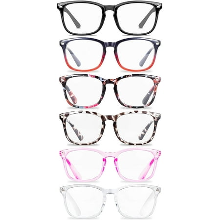 Reading Glasses 6-Pack 3-Pack Blue Light Blocking Reader Square Nerd ...