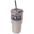 4 Stainless Steel Straws + Straw Lid Extra LONG fits 30 oz Yeti Tumbler ...