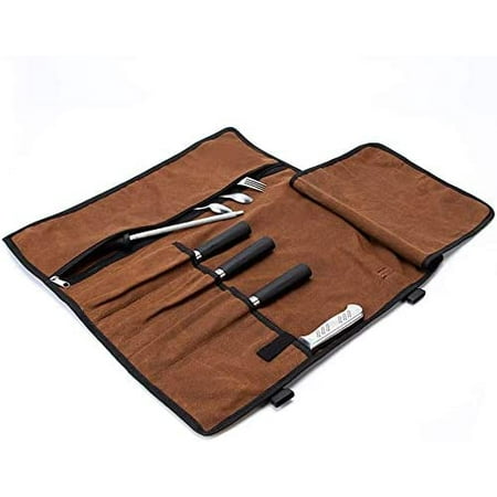 Waterproof Knife Roll 16oz Waxed Canvas Knife Storage Roll Bag Portable ...
