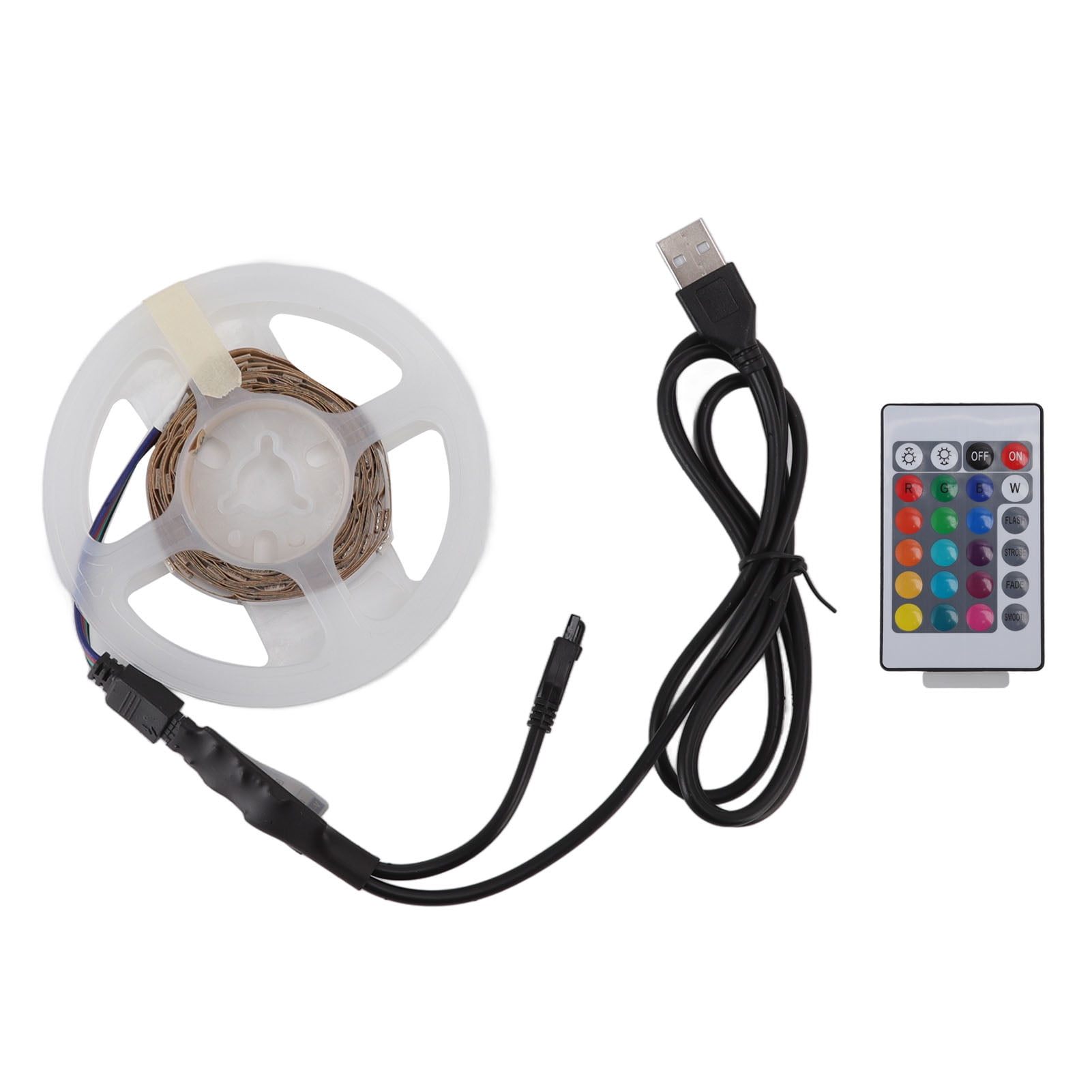 Tira de luces LED con Bluetooth, control remoto por infrarrojos de 24 ...