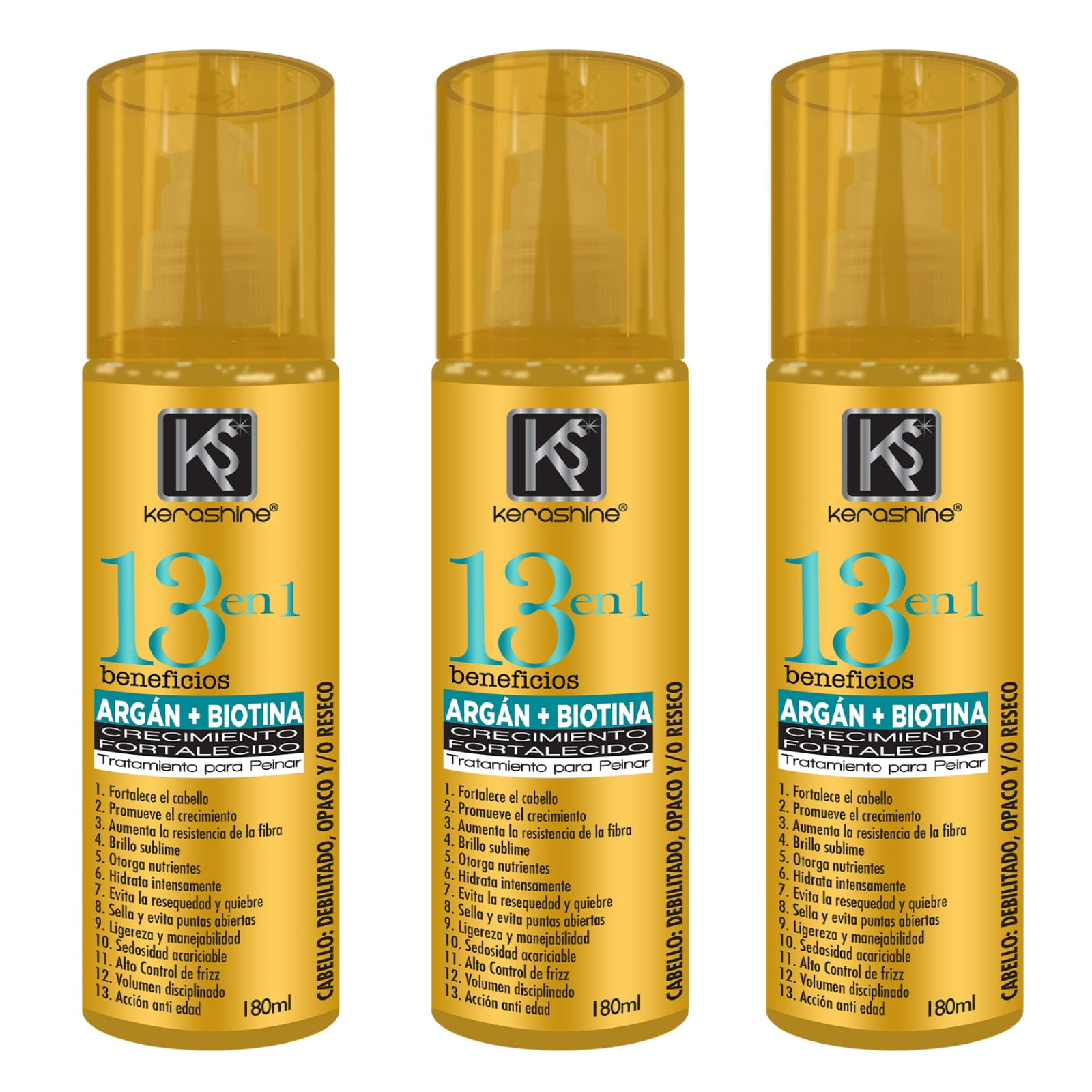 Tratamiento Capilar Kerashine 13argan+biotina 180ml c/u - 3 piezas ...