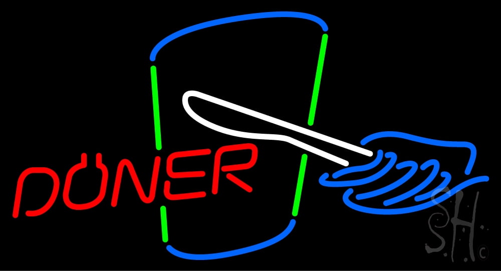 Doner With Logo LED Neon Sign 13 x 24 - inches, Clear Edge Cut Acrylic ...