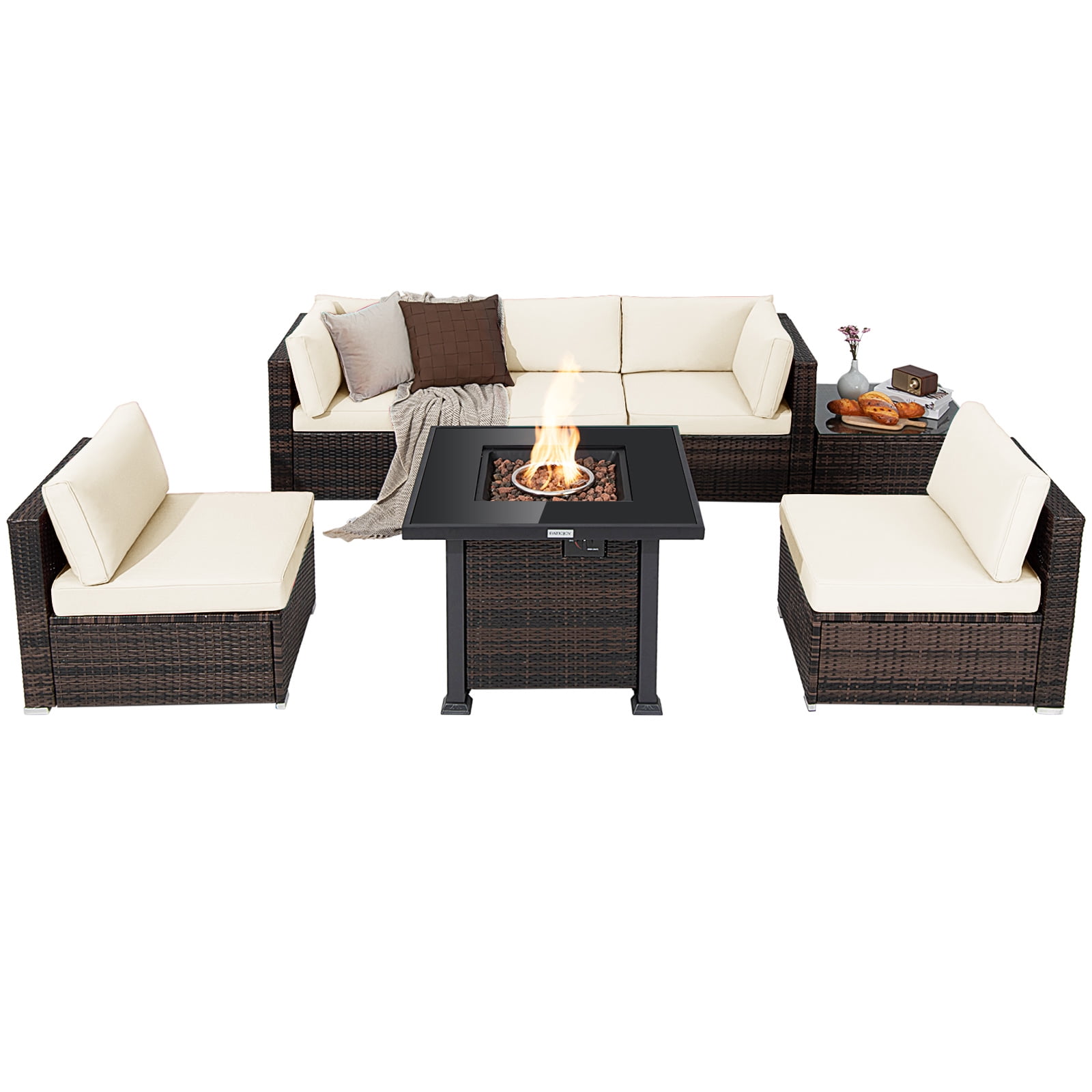 Click here for Patiojoy Patio Rattan 7pcs Cushioned Chair Set Fur... prices