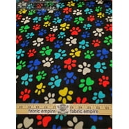 Lilly Craft Multi Color Dog Paw Print on Black Fleece Fabric 58-60 ...