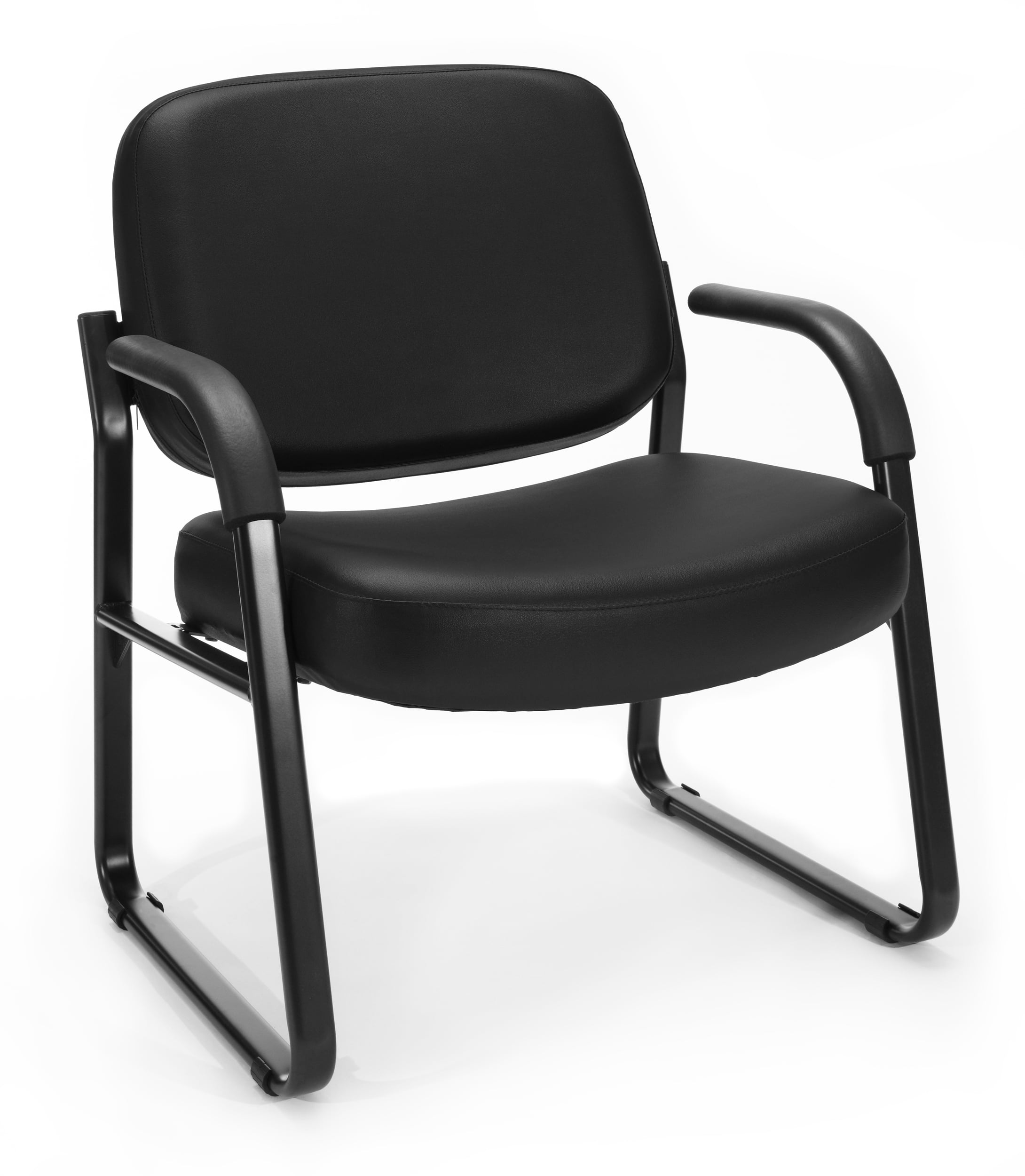OFM Big and Tall Guest and Reception Chair with Arms, Vinyl, in Black ...