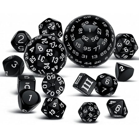 15pieces Complete Polyhedral Dnd Dice Set D3-d100 Spherical Rpg ...