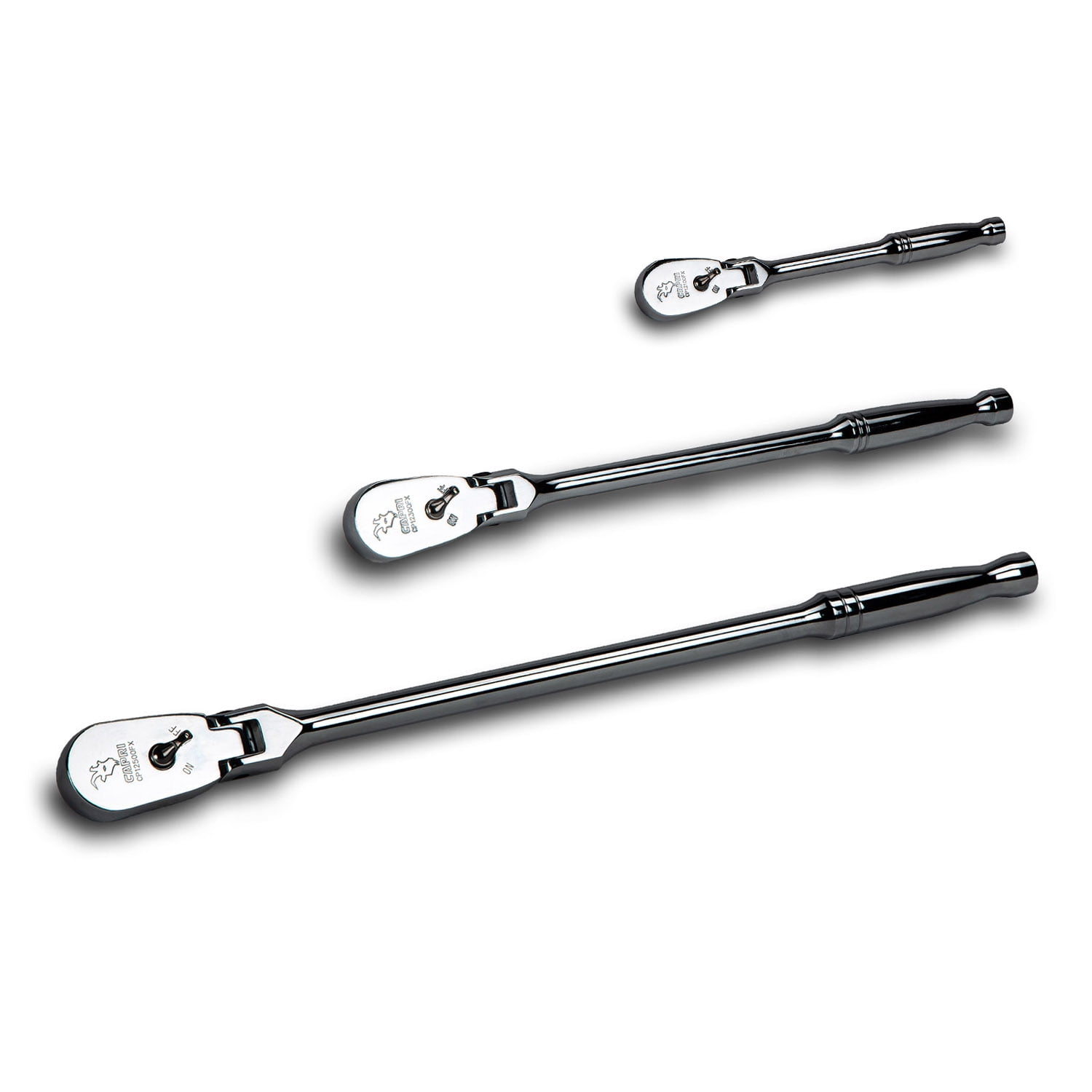 Capri Tools Low Profile Flex-Head Ratchets Set, 1/4 in, 3/8 in. and 1/2 ...