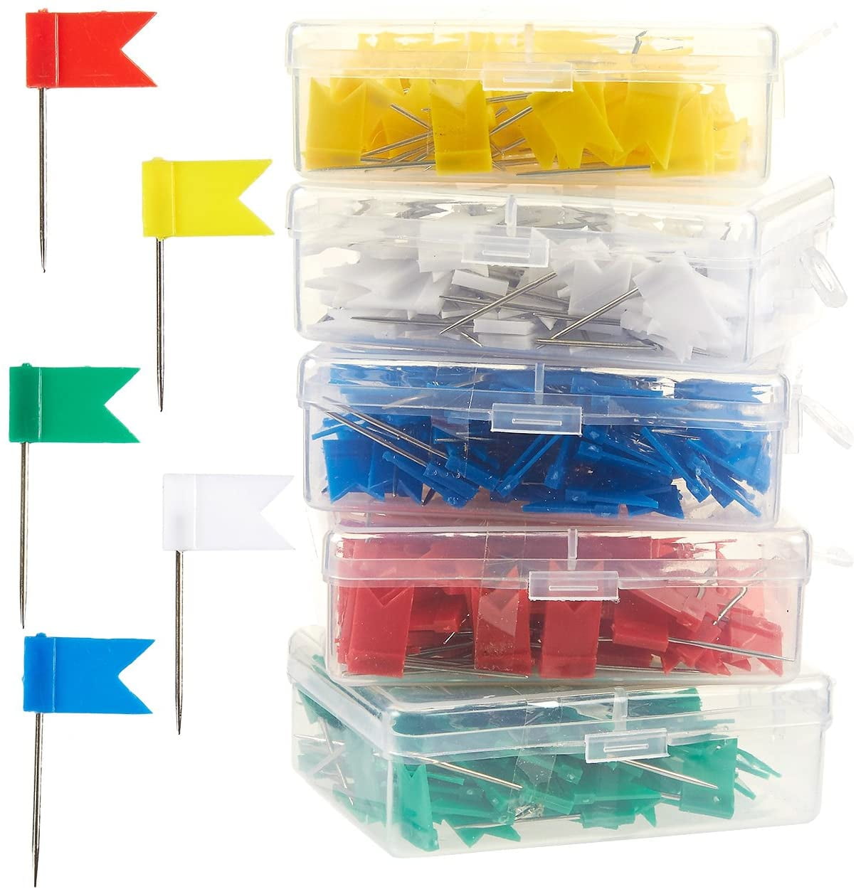 Flag Map Pins - 500-Pack Flag Push Pins Map Tacks, Decorative Push ...