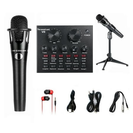 V8 Live Sound Card Microphone Set 12 Sound Effects Audio Recording Live ...