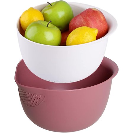 SHAR Rice Colander and Kitchen Colander (Red) - Strain rice, quinoa and ...