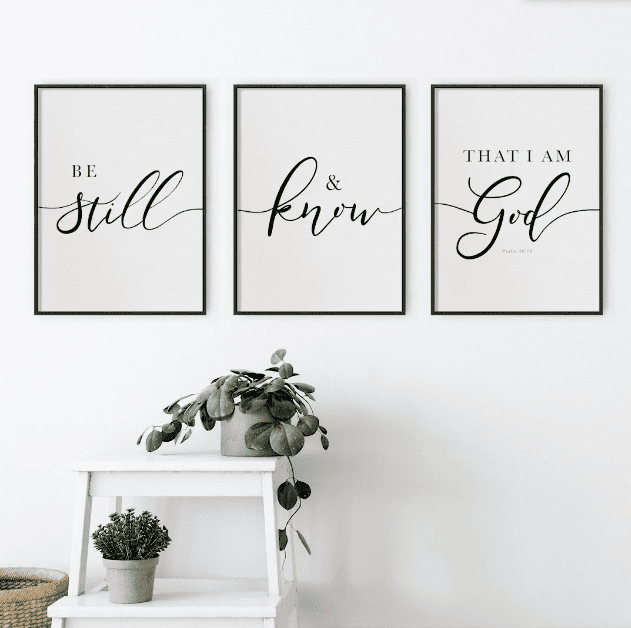 3 Pieces Framed Wall Art Be Still and Know that I am God Poster Prints ...