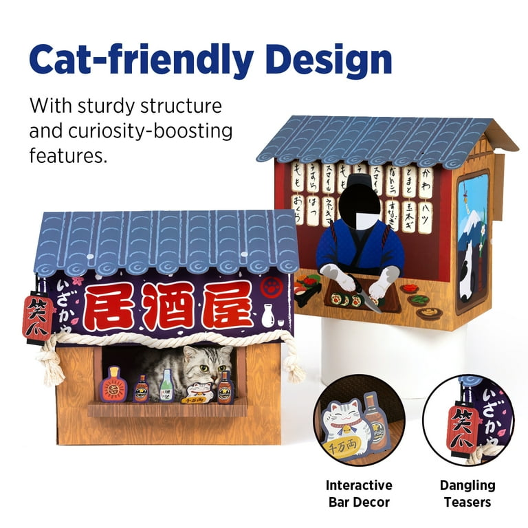 SMILE PAWS Large Sturdy Cardboard Cat House with Scratcher SMILE PAWS Large Sturdy Cardboard Cat House with Scratcher