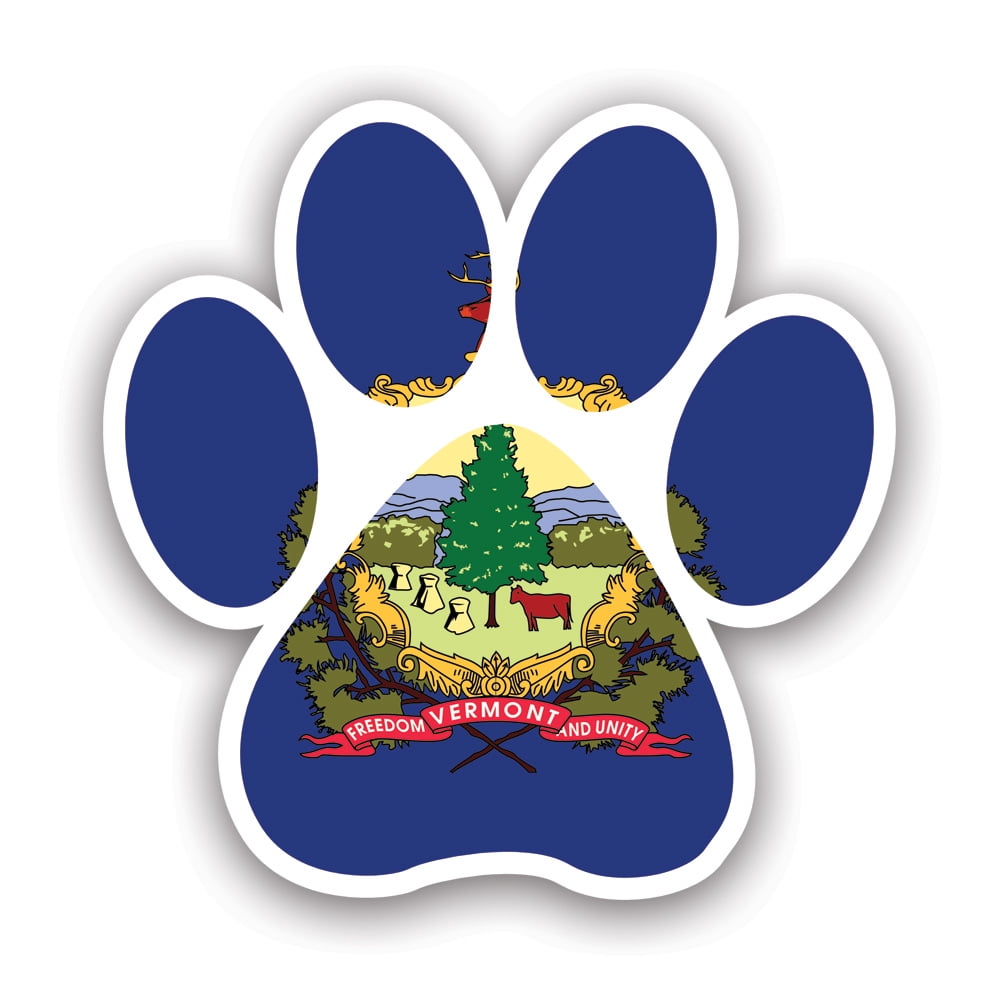 Vermont State Paw Print Shaped Sticker Decal - Self Adhesive Vinyl ...