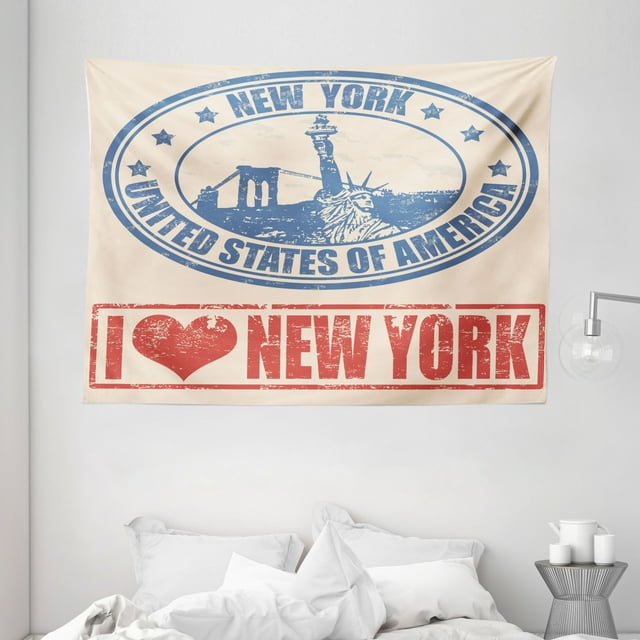 Retro Poster Tapestry, Vintage I Love New York with Statue of Liberty ...