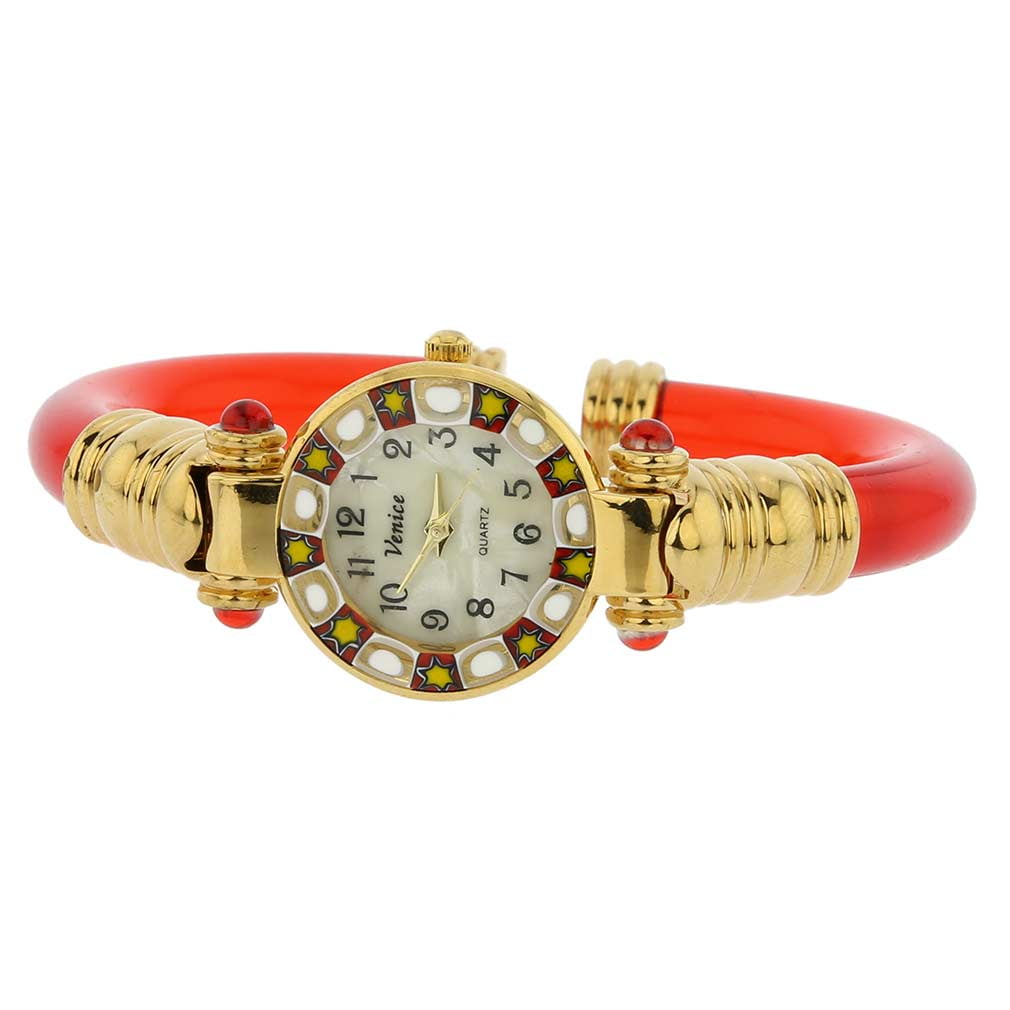 GlassOfVenice Murano Glass Millefiori Bangle Watch - Red - Walmart.com