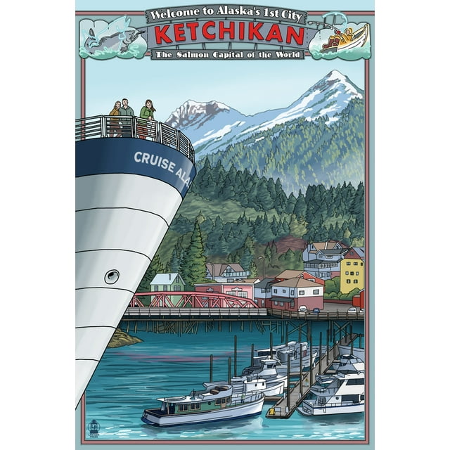 Ketchikan, Alaska, Views (16x24 Giclee Gallery Art Print, Vivid ...
