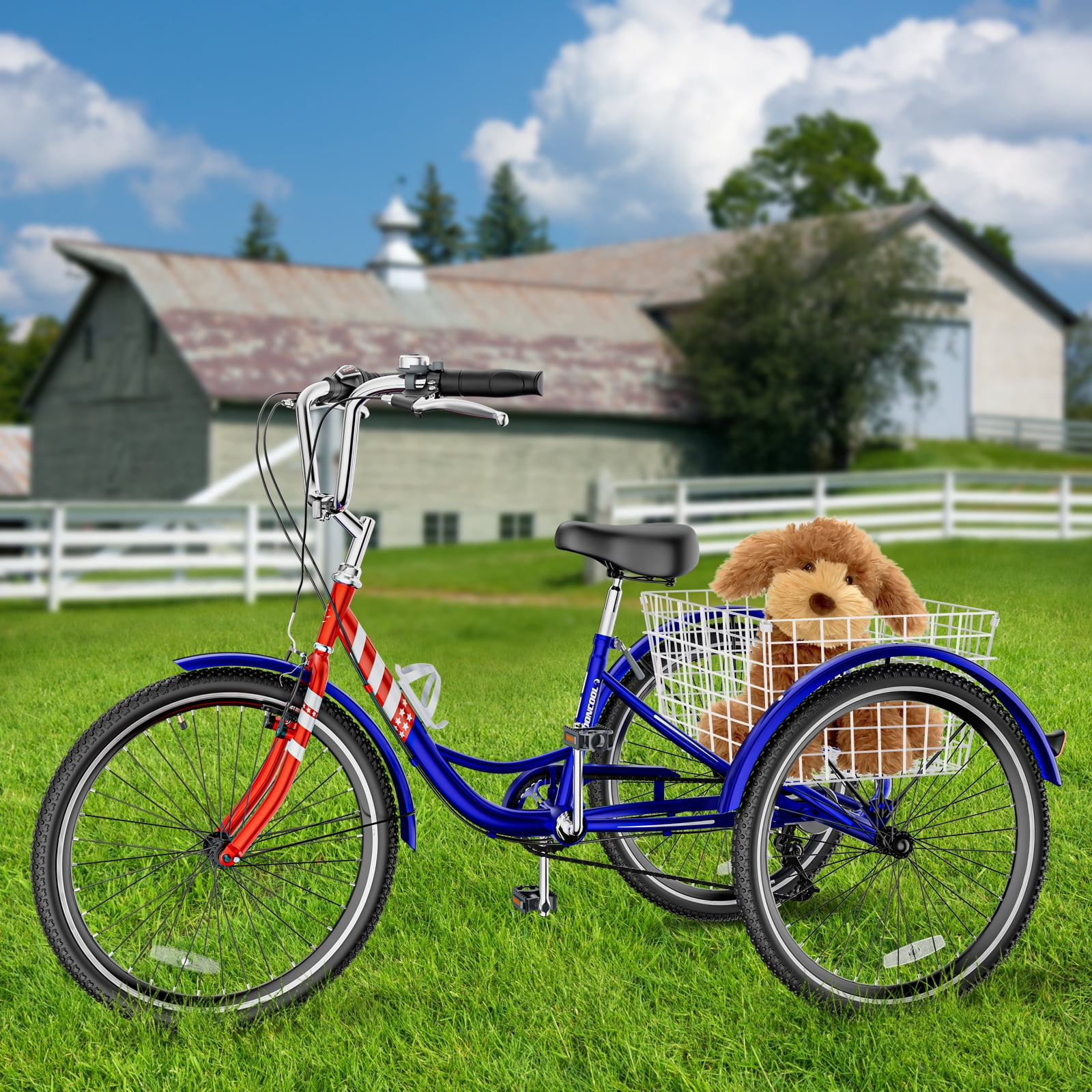 ABORON Adult Tricycle 7-Speed, 20/24/26-Inch Three Wheel Cruiser Bike ...