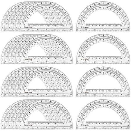 Coopay 24 Pack Plastic Protractors Clear Protractor Student Math Protractor Set 180 Degrees for ...