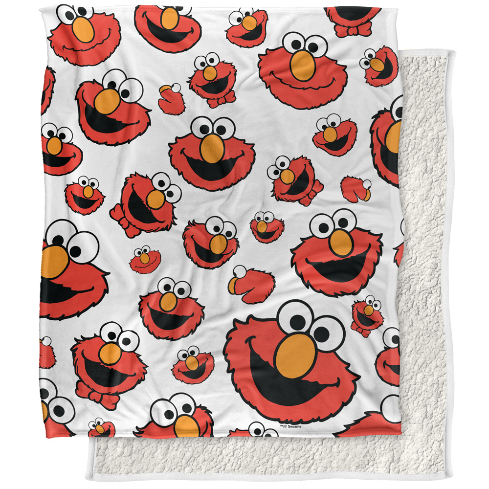 Sesame Street Elmo Face Pattern Silky Touch Sherpa Back Super Soft ...