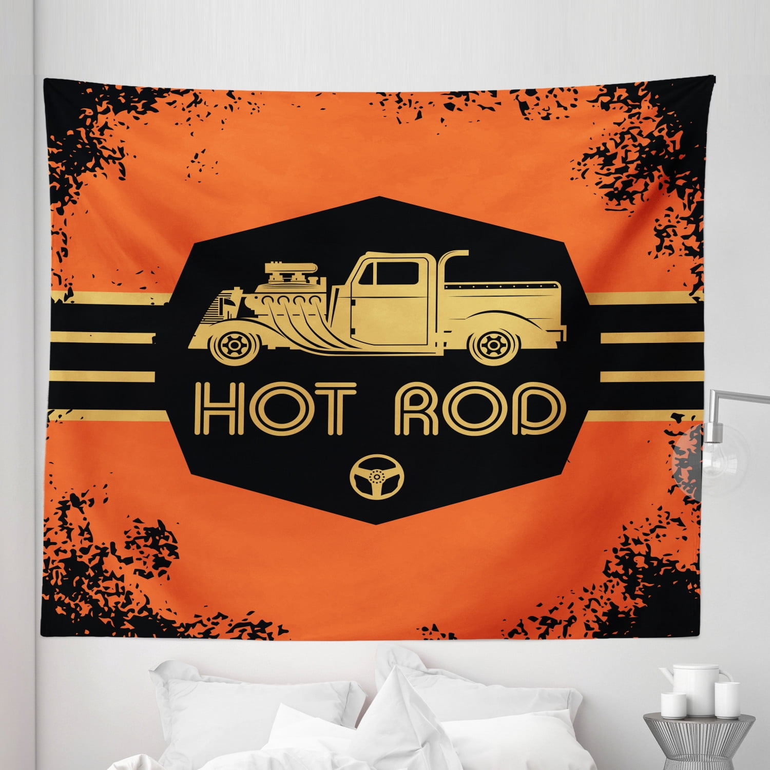 Retro Tapestry, Hot Rod Grunge Poster Design Custom Truck Americana ...