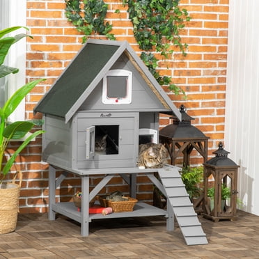 PawHut Home Outside Catio, Large Outdoor Kitten Hut for 3 Cats ...