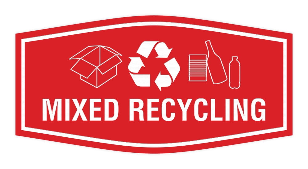 Fancy Mixed Recycling Sign (Red) - Medium - Walmart.com