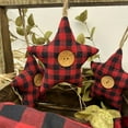 Red & Black Mini Buffalo Plaid Homespun Fabric Star Christmas Ornaments ...