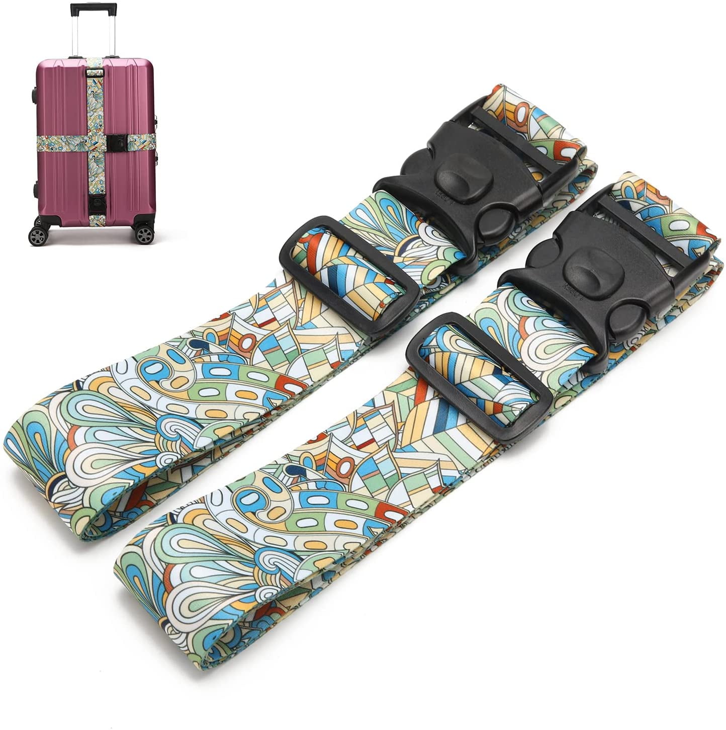 2 Pack 75'' x 4'' Adjustable Luggage Straps for Suitcase Belt Travel ...