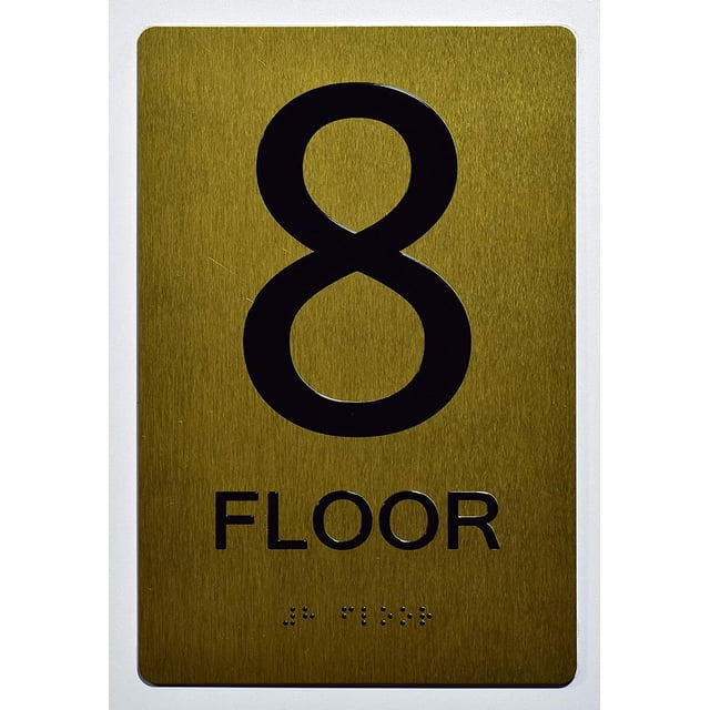 Floor 8 Sign- 8th Floor Sign- Gold(Aluminium, Gold/Black,Size 6X9) The ...
