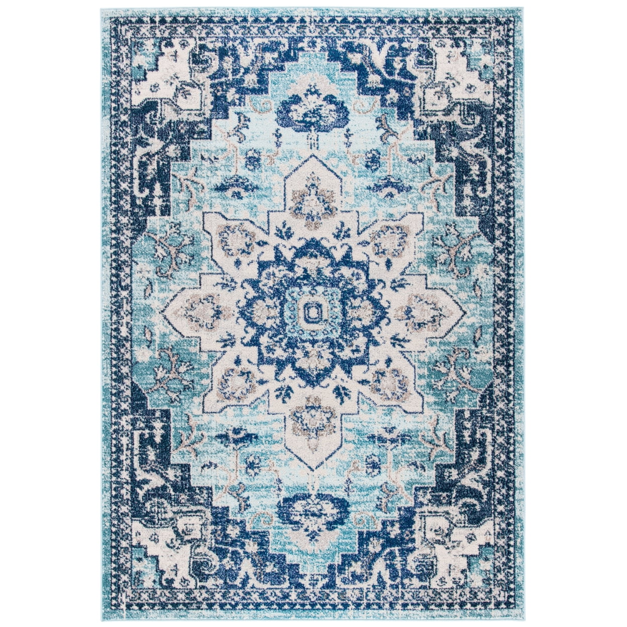 SAFAVIEH Madison Dalia Vintage Traditional Area Rug, Teal/Navy, 6' x 9 ...