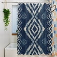Art Country Shower Curtains for Bathroom, Retro Navy Blue Geometric ...
