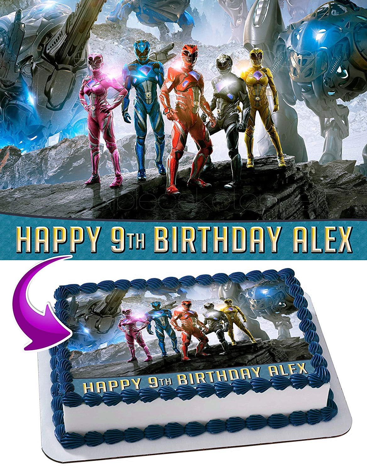 Power Rangers - Edible Cake Topper - 11.7 x 17.5 Inches 1/2 Sheet ...
