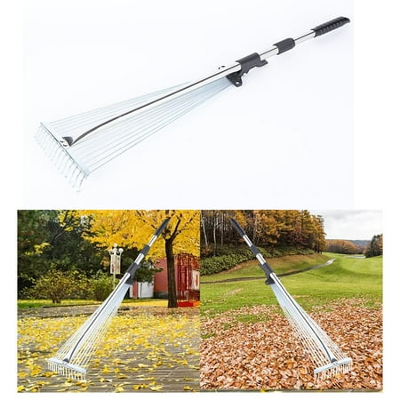 Expandable Garden Rake Folding Head Gardening Tool Adjustable ...