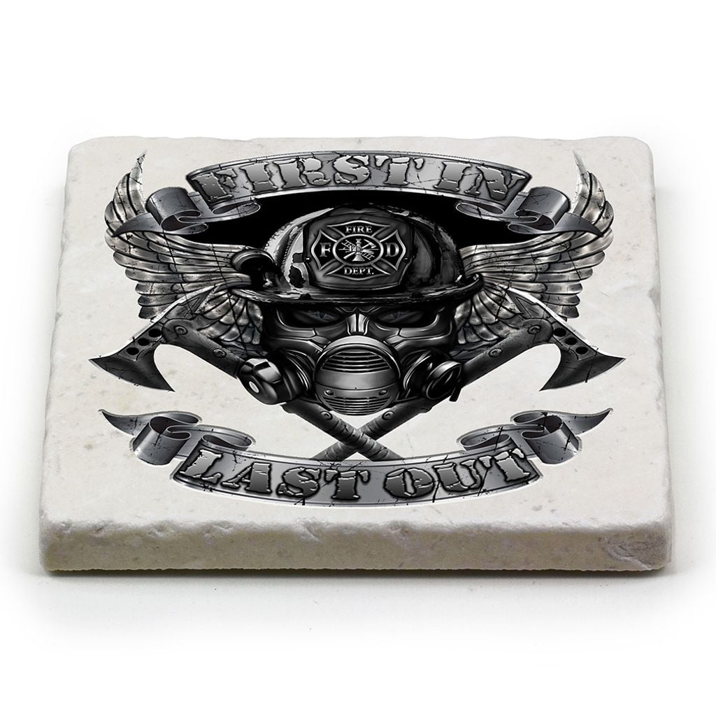 Firefighter Steel Fire Wings Set of 2 Natural Stone Coasters - Walmart.com