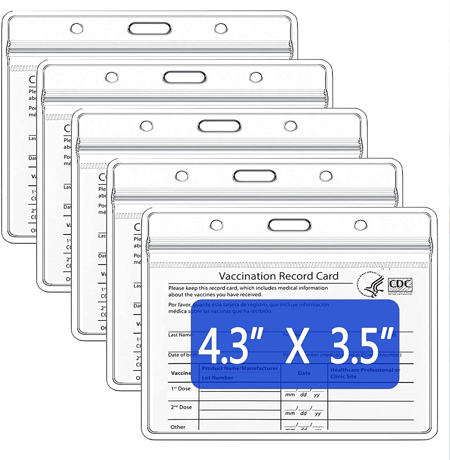 4.3" x 3.5" CDC Vaccination Card Protector, 5 Pack Immunization Record ...