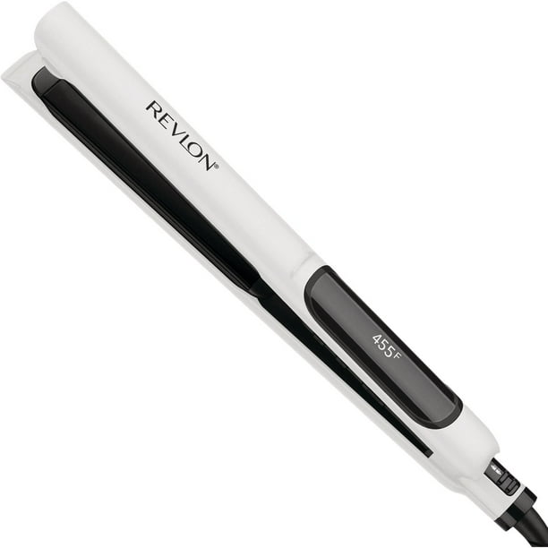 Revlon Crystal C + Ceramic 1" Digital Hair Flat Iron, White - Walmart.com