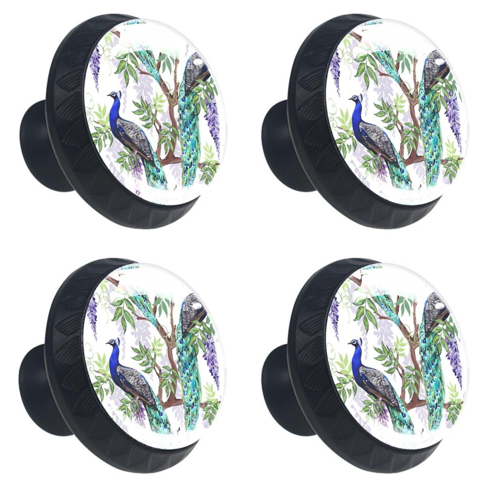 4 Pcs Tropical Wisteria Peacocks Knobs for Kitchen Cabinet Cupboard Dresser Bookcase Drawer ...