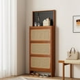 Rattan Shoe Cabinet, Free Standing Shoe Rack with 3 Flip Drawers ...