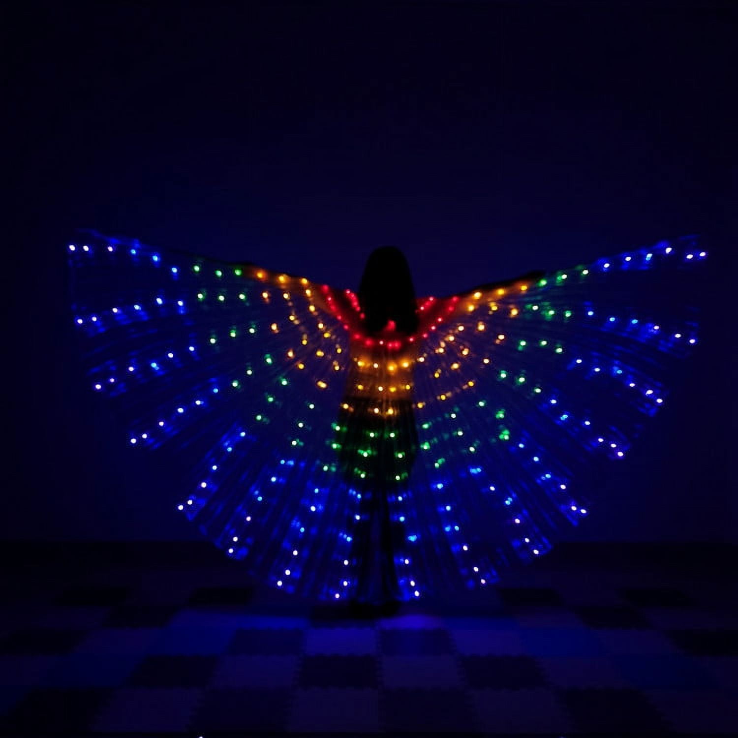 Alas doradas, alas luminosas LED de colores del arco iris, alas de ...