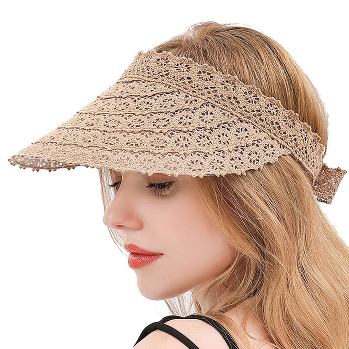 Travelwant Sun Visor Hats for Women Wide Brim Straw Visors Womens ...