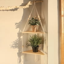 1/2/3-tier Floating Wall Shelf Wood Triangle Corner Display Stand Boho ...