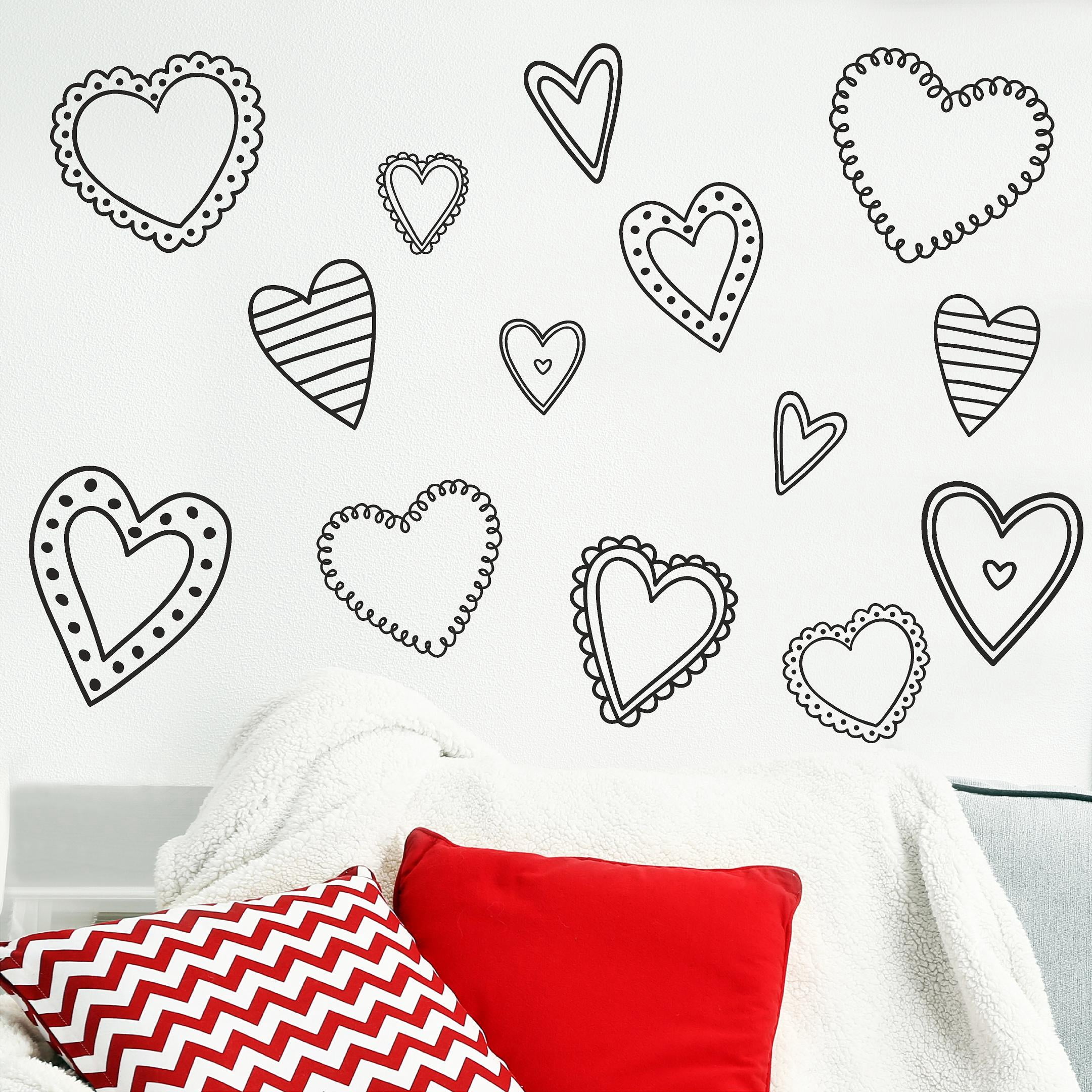 Hand Drawn Hearts Valentine’s Day Decals and Decor Vinyl Lettering ...