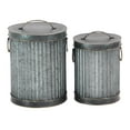 Decmode Industrial Dark Gray Corrugated Metal Trash Cans With Lid, Dark ...