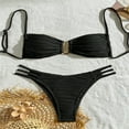 Women Bandeau Swimsuit with Adjustable Back Tie Ruched Bathing Suit ...