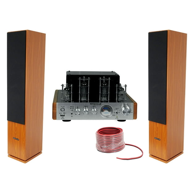 Rockville BluTube WD Bluetooth Tube Amplifier/Home Receiver + (2) Tower ...