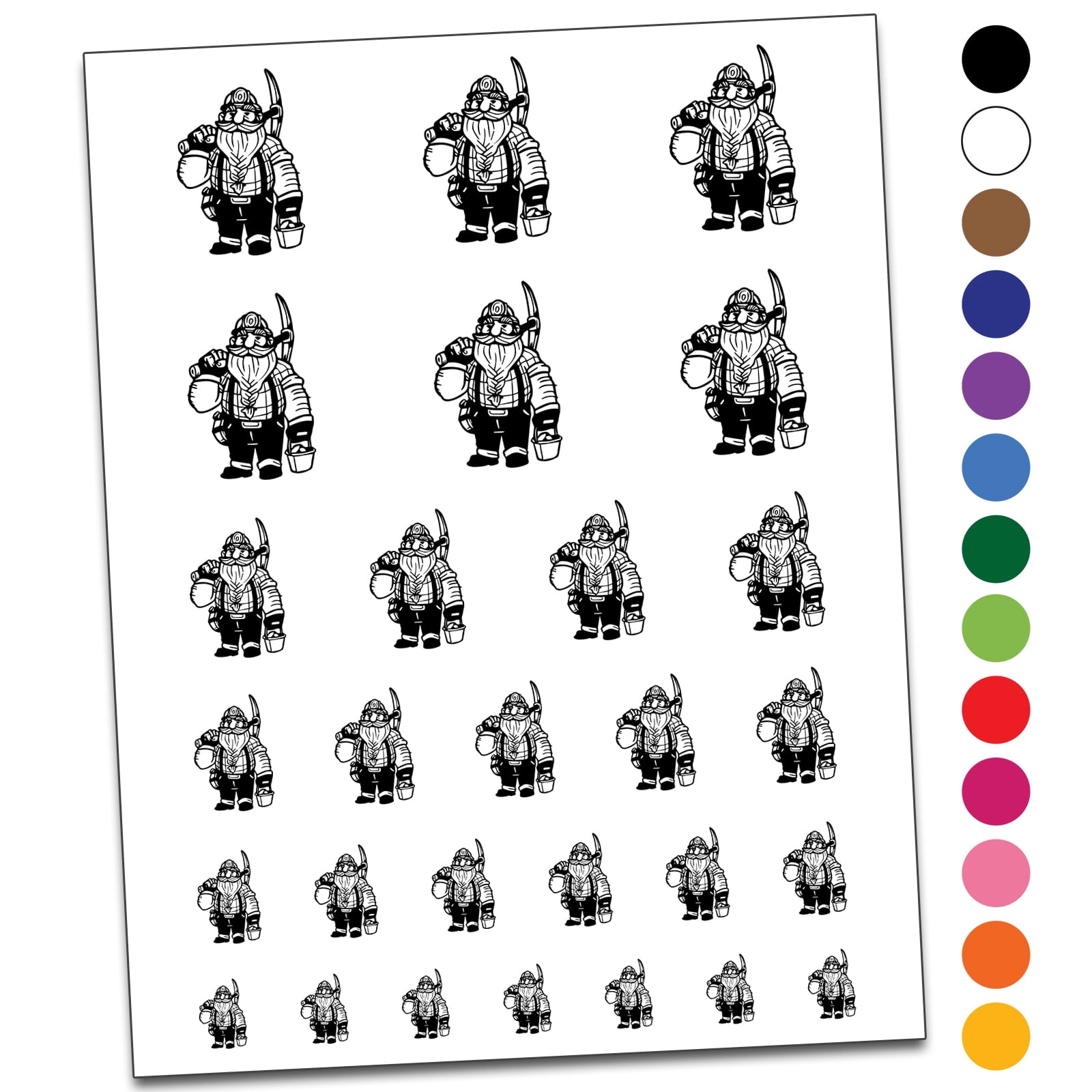 Dwarf Miner with Pickaxe Water Resistant Temporary Tattoo Set Fake Body ...