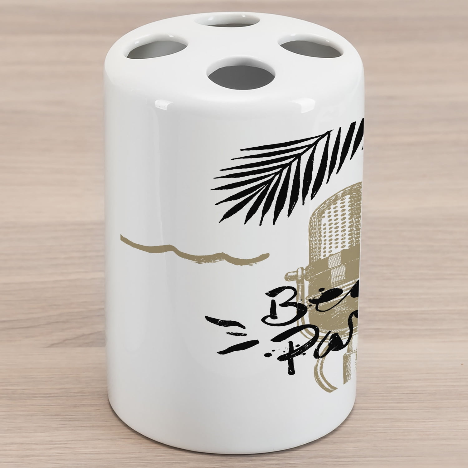 Beach Saying Ceramic Toothbrush Holder, Beach Party Text on Retro ...
